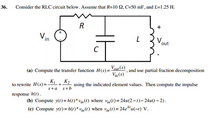 Solved Consider the RLC circuit below. Assume that R=10 Ohm, | Chegg.com