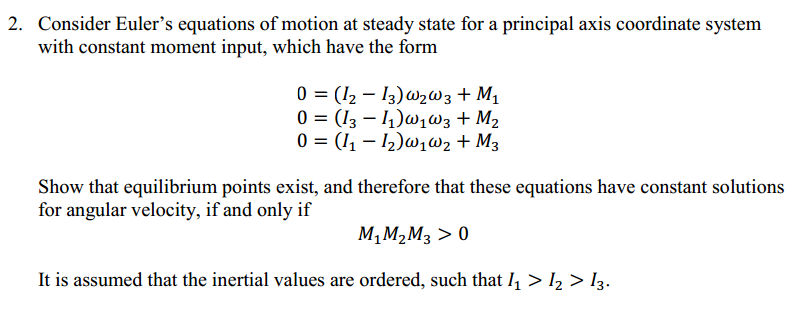 Solved 2 Consider Eulers Equations Of Motion At Steady