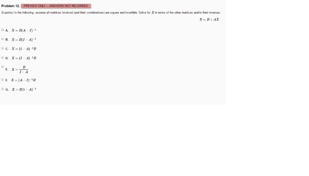 Solved In the following, assume all matrices involved (and | Chegg.com