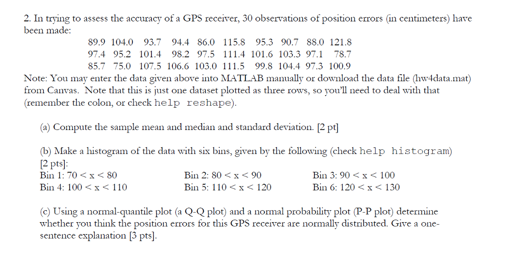 2. In trying to assess the accuracy of a GPS | Chegg.com