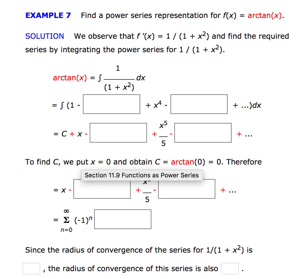 Solved EXAMPLE 7 Find a power series representation for f x) | Chegg.com