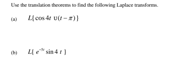 Solved Use the translation theorems to find the following | Chegg.com