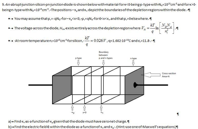Solved 9. An abrupt junction silicon pn junction diode is | Chegg.com