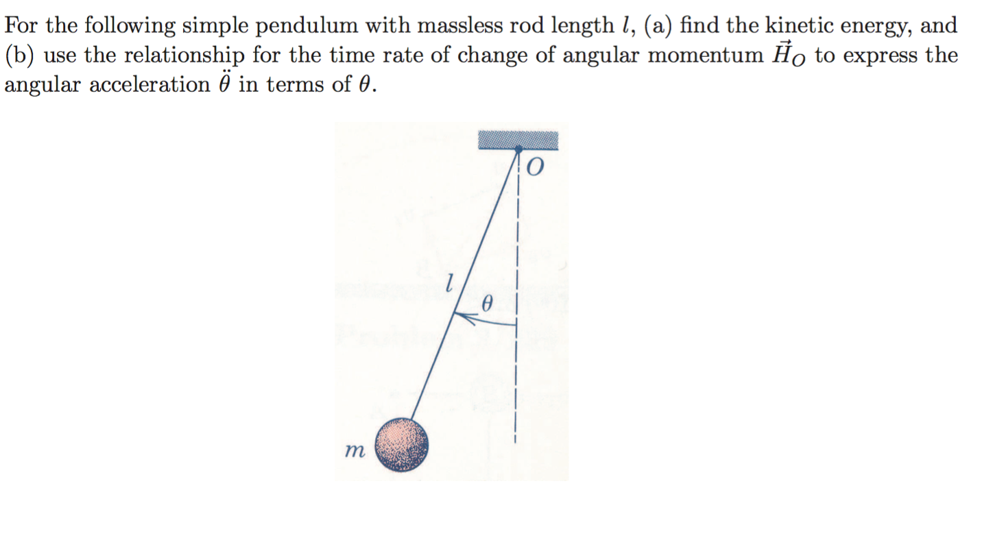 Solved For the following simple pendulum with massless rod | Chegg.com