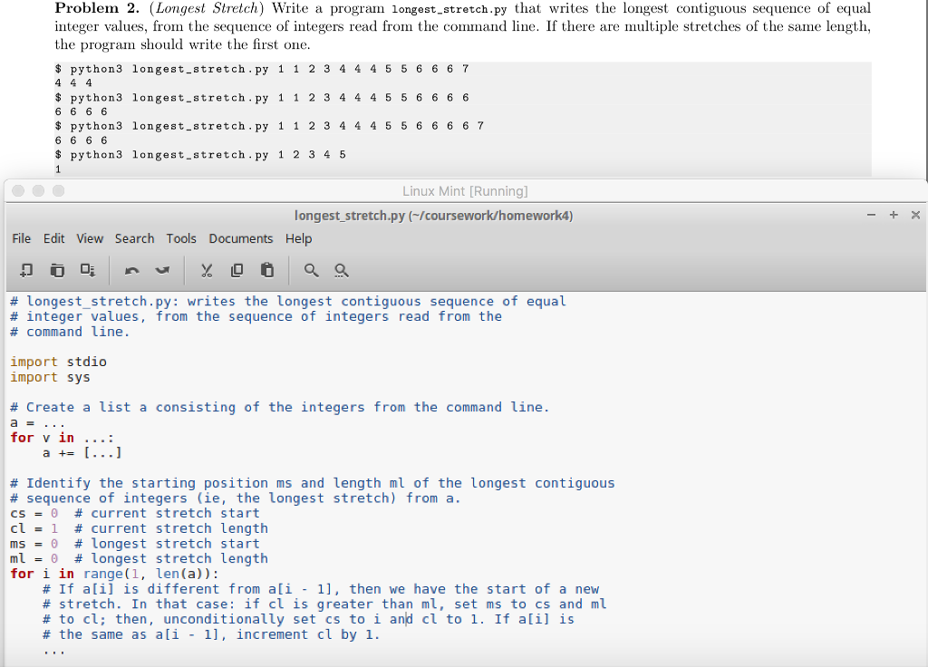 Solved Problem 2. (Longest Stretch) Write a program | Chegg.com