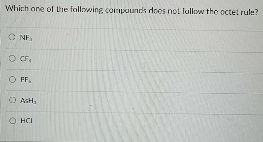 Solved Which one of the following compounds does not follow | Chegg.com
