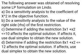 LP OPTIMUM FOUND AT STEP 1 OBJECTIVE FUNCTION VALUE | Chegg.com