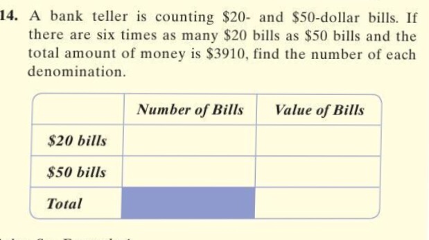 Solved A bank teller is counting $20- and $50-dollar bills. | Chegg.com