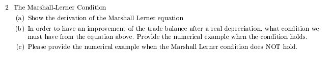 Solved The Marshal 1-Lerner Condition Show the derivation | Chegg.com
