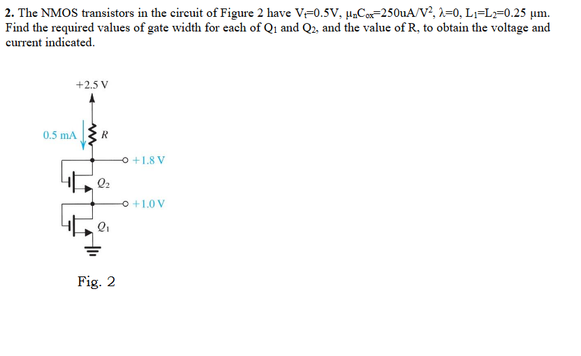 Solved The NMOS transistors in the circuit of Figure 2 have | Chegg.com
