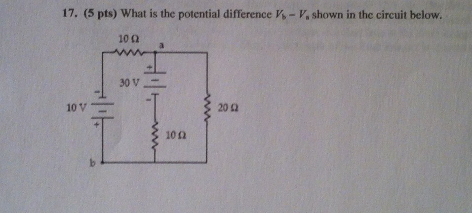 Solved What is the potential difference Vb - Va shown in the | Chegg.com