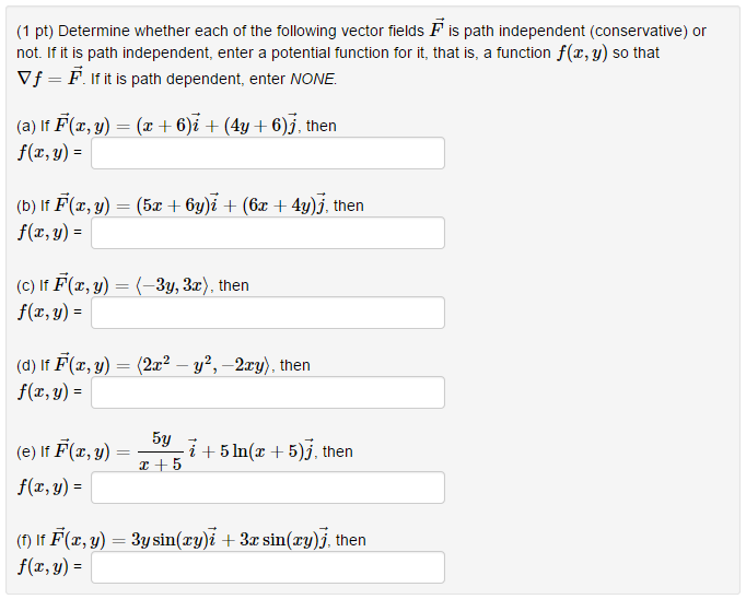 Solved Determine whether each of the following vector fields | Chegg.com