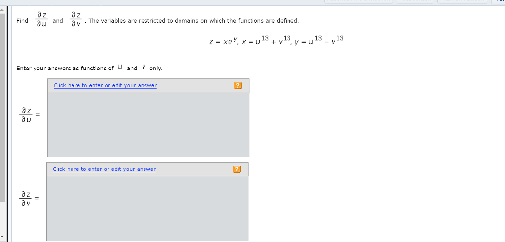 Solved Find partial differential z/partial differential u | Chegg.com