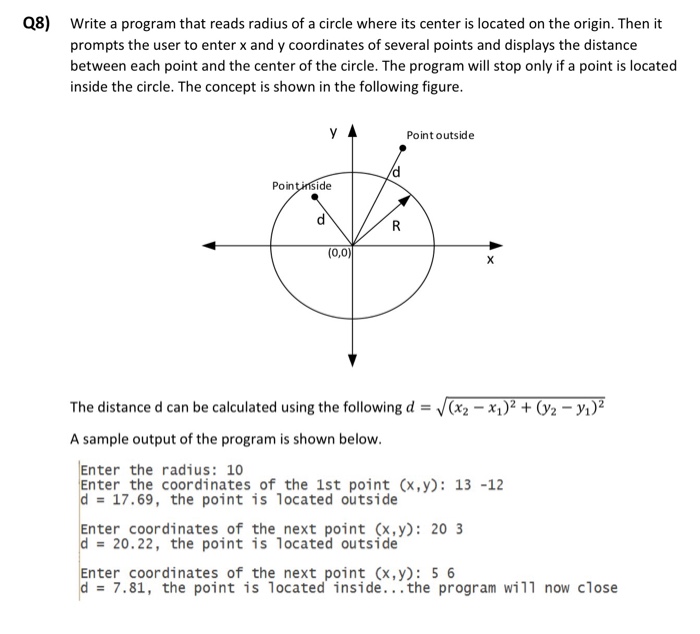 Solved Write a program that reads radius of a circle where | Chegg.com