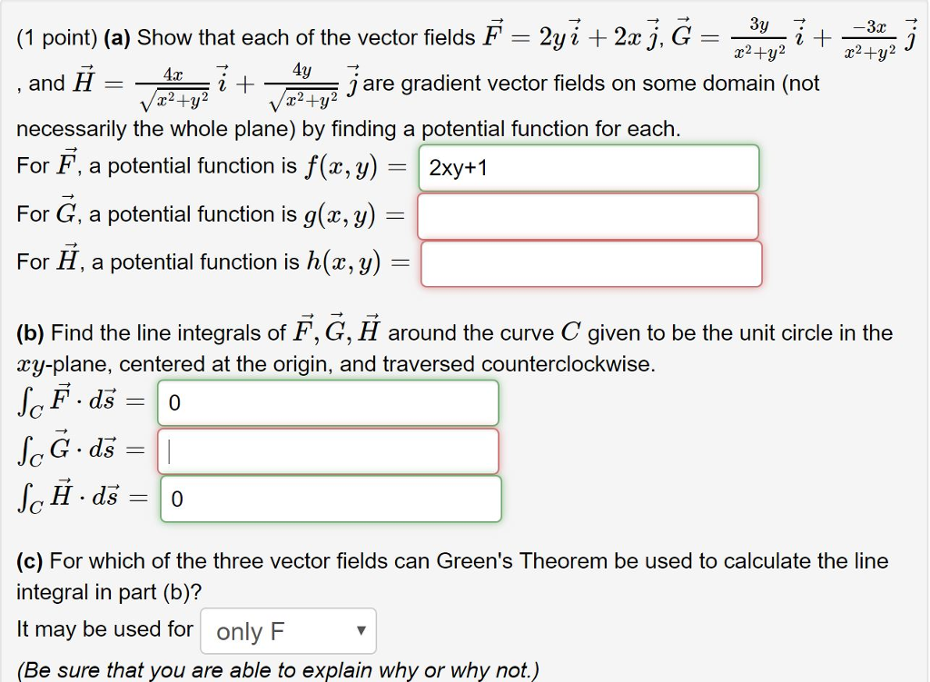 Solved ?? (1 point) (a) Show that each of the vector fields | Chegg.com