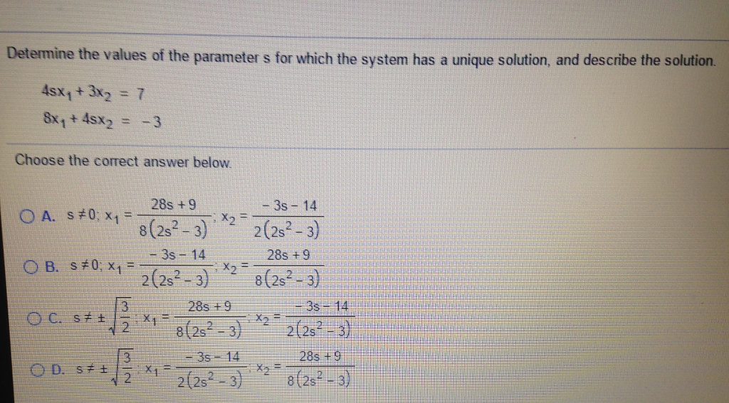 Solved Determine The Values Of The Parameters For Which The