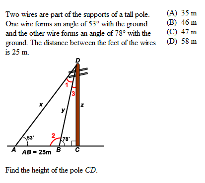 Solved Two wires are part of the supports of a tail pole. | Chegg.com