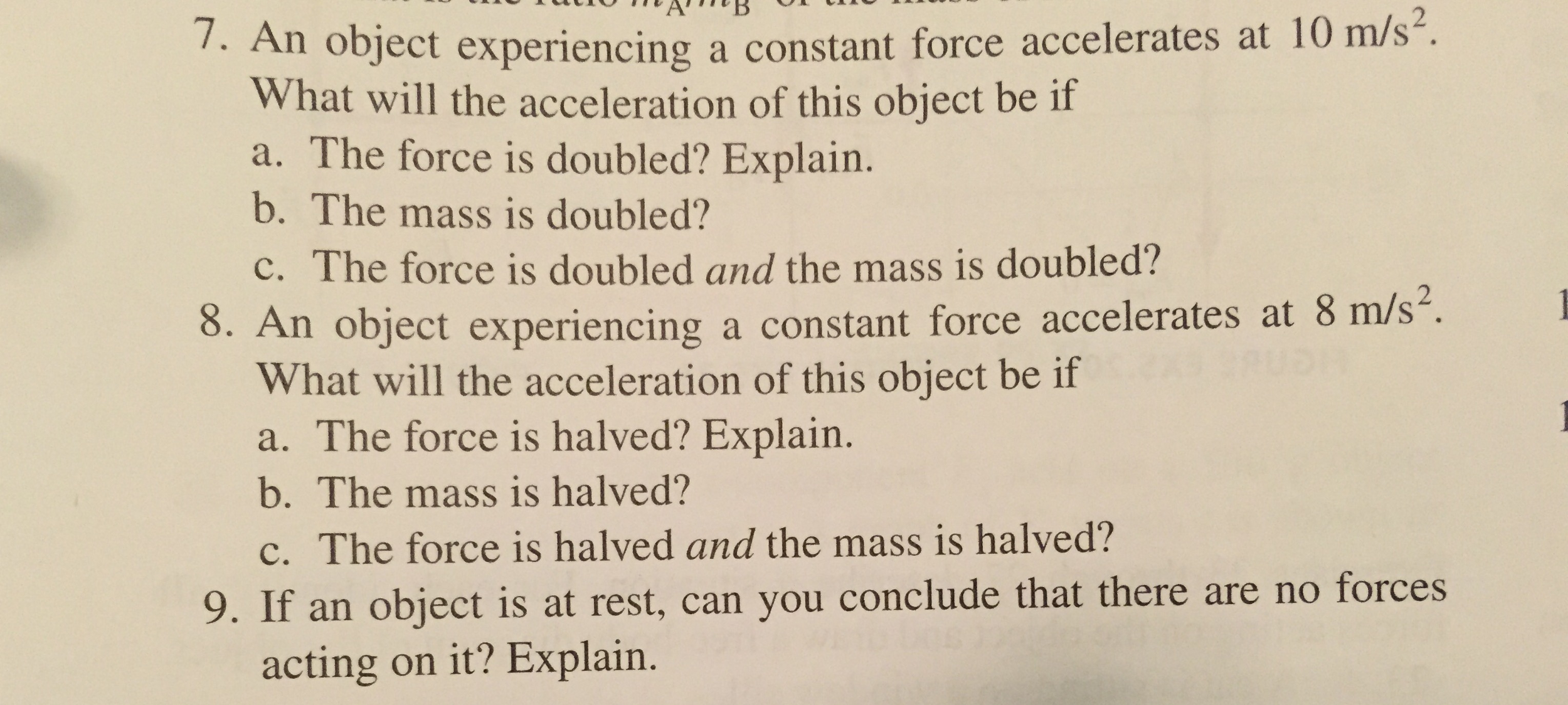 Solved An Object Experiencing A Constant Force Accelerates