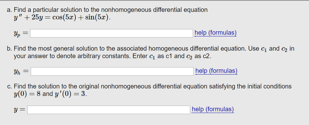 Solved Find a particular solution to the nonhomogeneous | Chegg.com