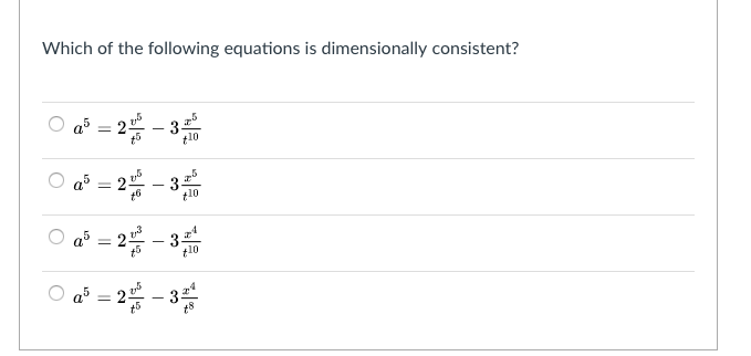 Solved Which of the following equations is dimensionally | Chegg.com