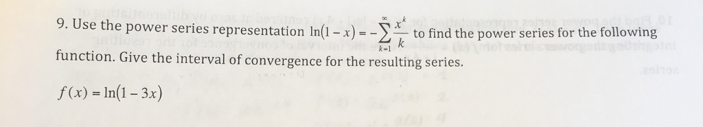Solved 9. Use the x power series representation In 1-x = to | Chegg.com