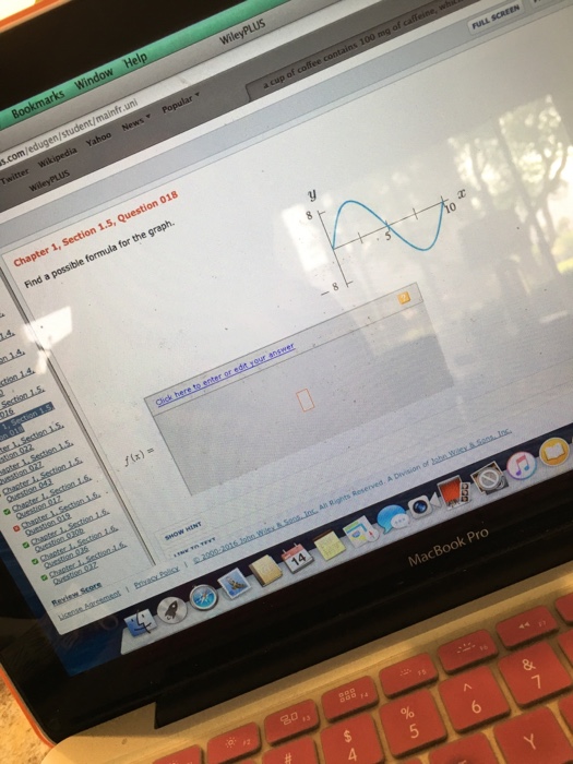 Solved Find a possible formula for the graph. | Chegg.com