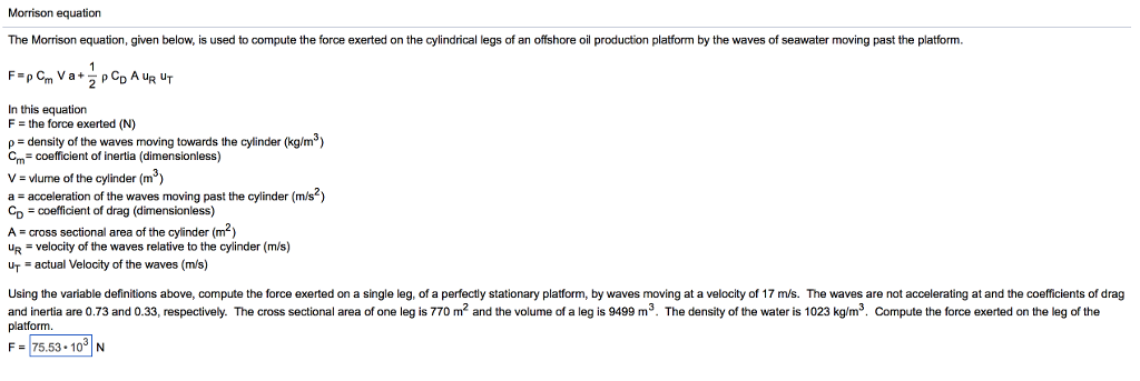 Solved Morrison equation The Morrison equation, given below, | Chegg.com