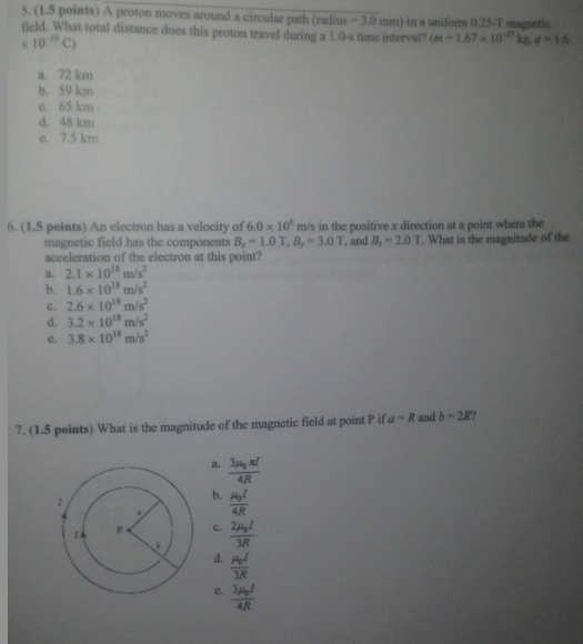 Solved A proton moves around a circular path (radius = 3.0 | Chegg.com