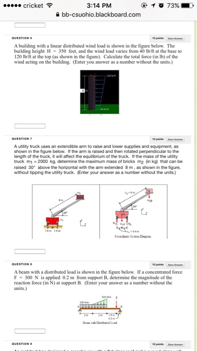 Solved A building with a linear distributed wind load is | Chegg.com