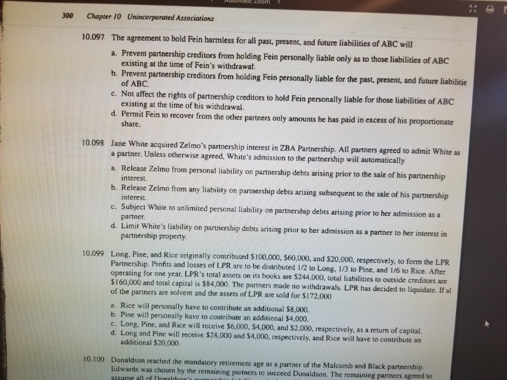 Solved 300 Chapter 10 Unincorporated Associations The | Chegg.com