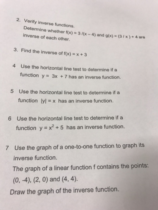 Solved Verify Inverse Functions Determine Whether F X