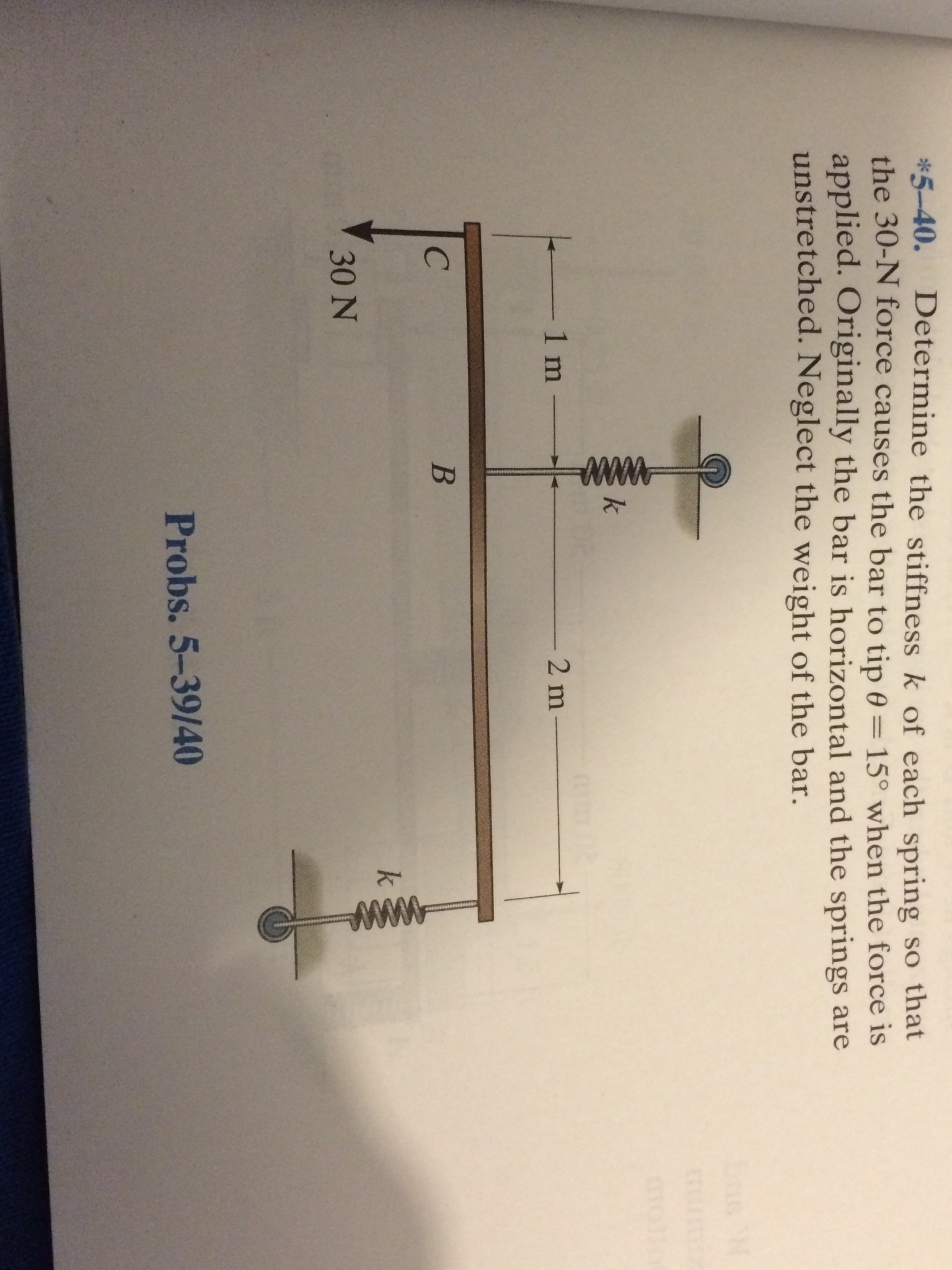 Solved Determine the stiffness k of each spring so that the | Chegg.com