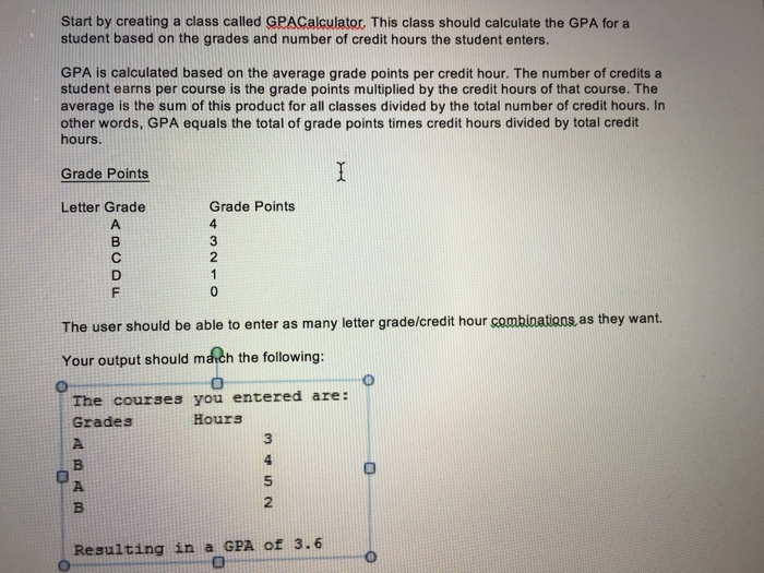 Solved Start by creating a class called GPA Calculator, This | Chegg.com