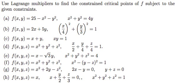 Solved Use Lagrange multipliers to find the constrained | Chegg.com