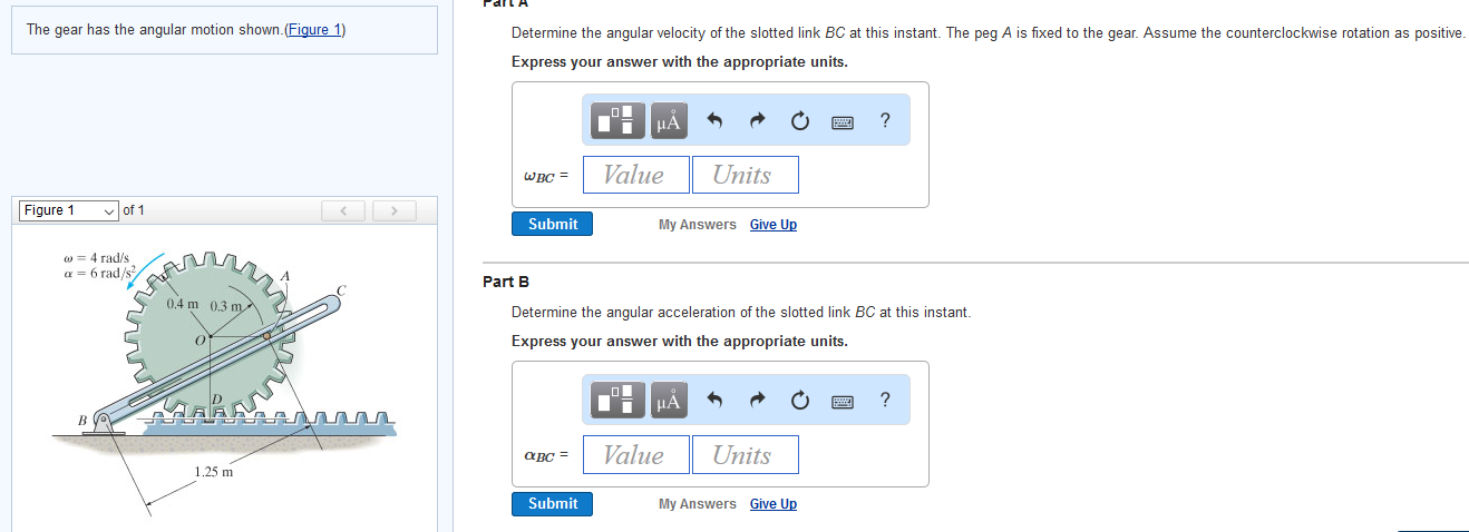 Solved The gear has the angular motion shown (Figure 1) | Chegg.com