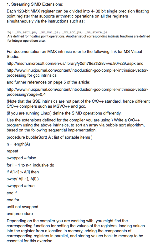 Solved Streaming SIMD Extensions: Each 128-bit MMX register | Chegg.com