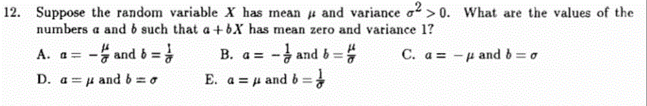 Solved 12. Suppose the random variable X has mean μ and | Chegg.com