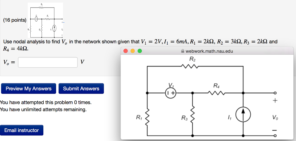 Solved (16 points) Use nodal analysis to find Vo in the | Chegg.com