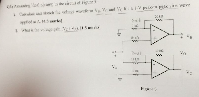 Solved Assuming Ideal op-amp in the circuit of Figure 5: | Chegg.com