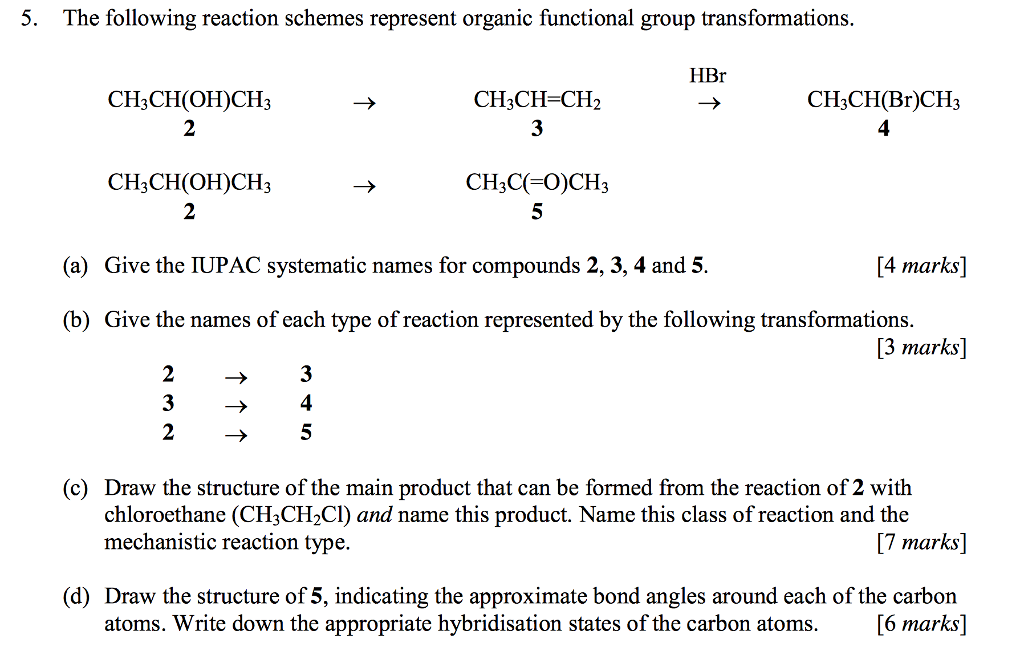 Solved 5. The following reaction schemes represent organic | Chegg.com