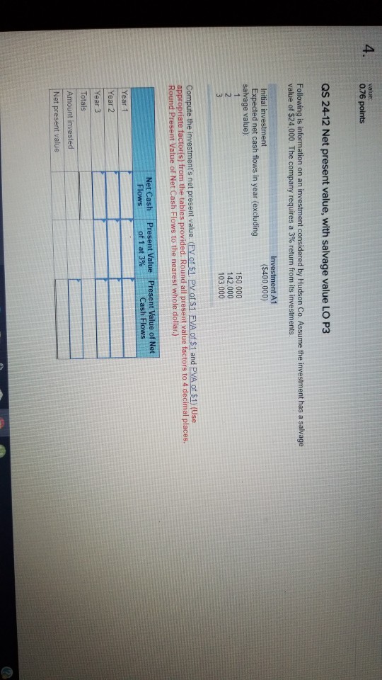 Solved 4 076 Points Qs 24 12 Net Present Value With Salvage 5130
