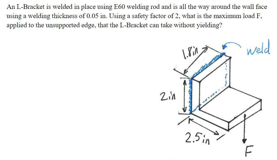 Solved An L-Bracket is welded in place using E60 welding rod | Chegg.com