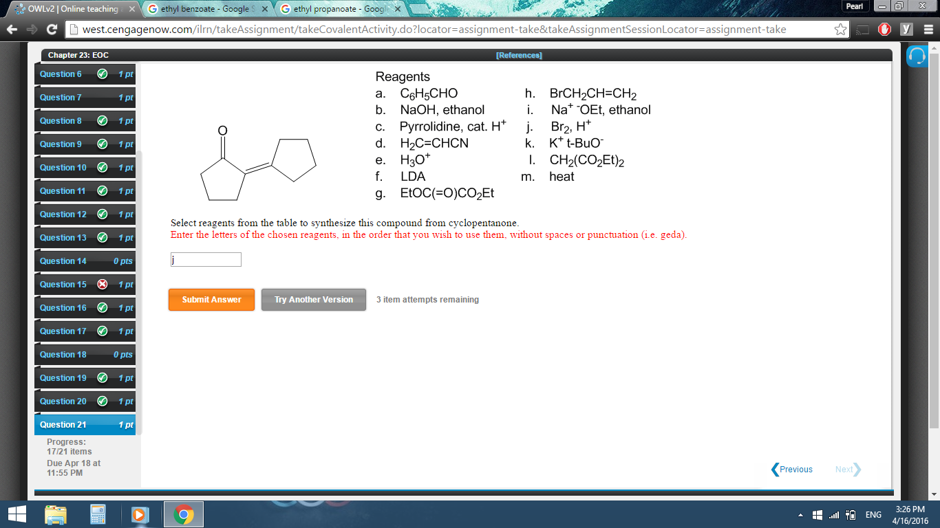 Select reagents from the table to synthesize this | Chegg.com