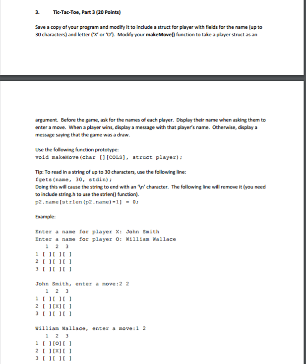 Solved 3. Tic-Tac-Toe, Part 3 (20 Points) Save a copy of | Chegg.com