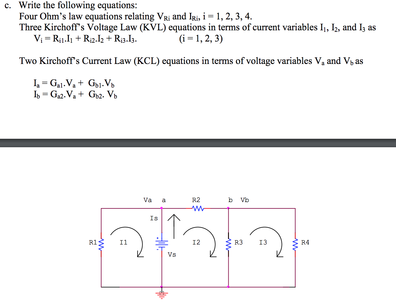 Solved Four Ohm's law equations relating V_Ri and I_Ri, i = | Chegg.com