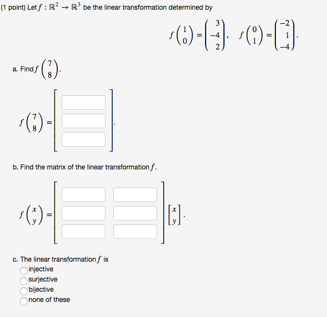 Solved (1 point) Letf : R2 → R, be the linear transformation | Chegg.com