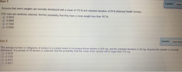 Solved Assume That Mens Weights Are Normally Distributed
