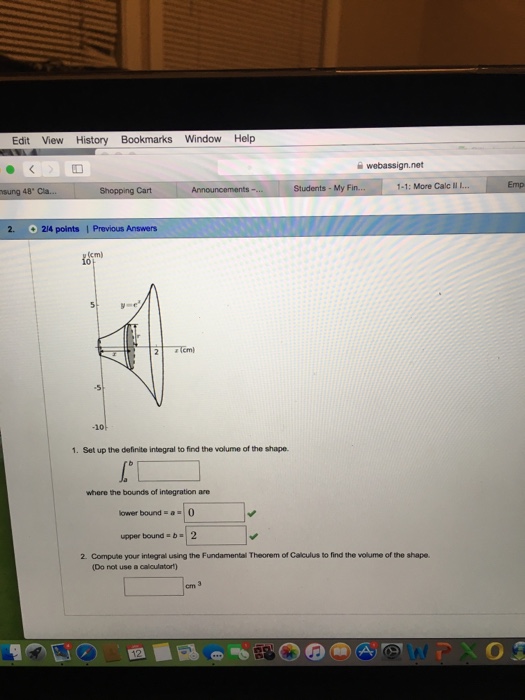 Solved Set up the definite integral to find the volume of | Chegg.com