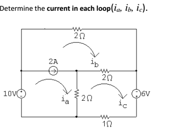 Solved Determine the current in each loop(i_a, i_b, i_c). | Chegg.com