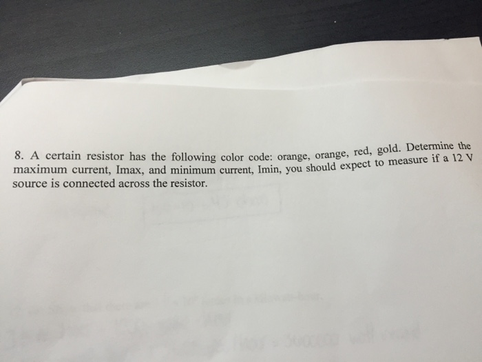 Solved A certain resistor has the following color code: | Chegg.com